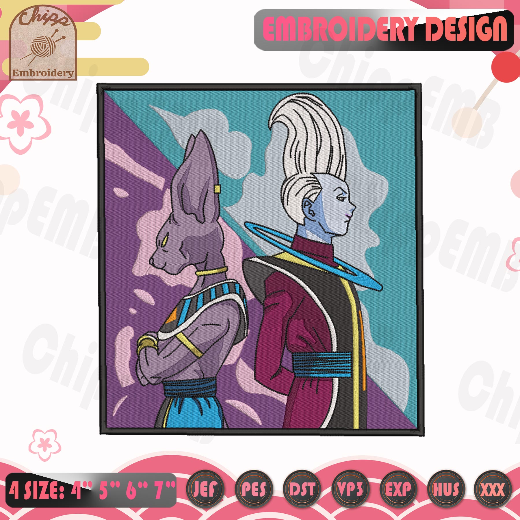 Beerus x Whis Embroidery Design, Dragon Ball Z Embroidery De | Inspire ...