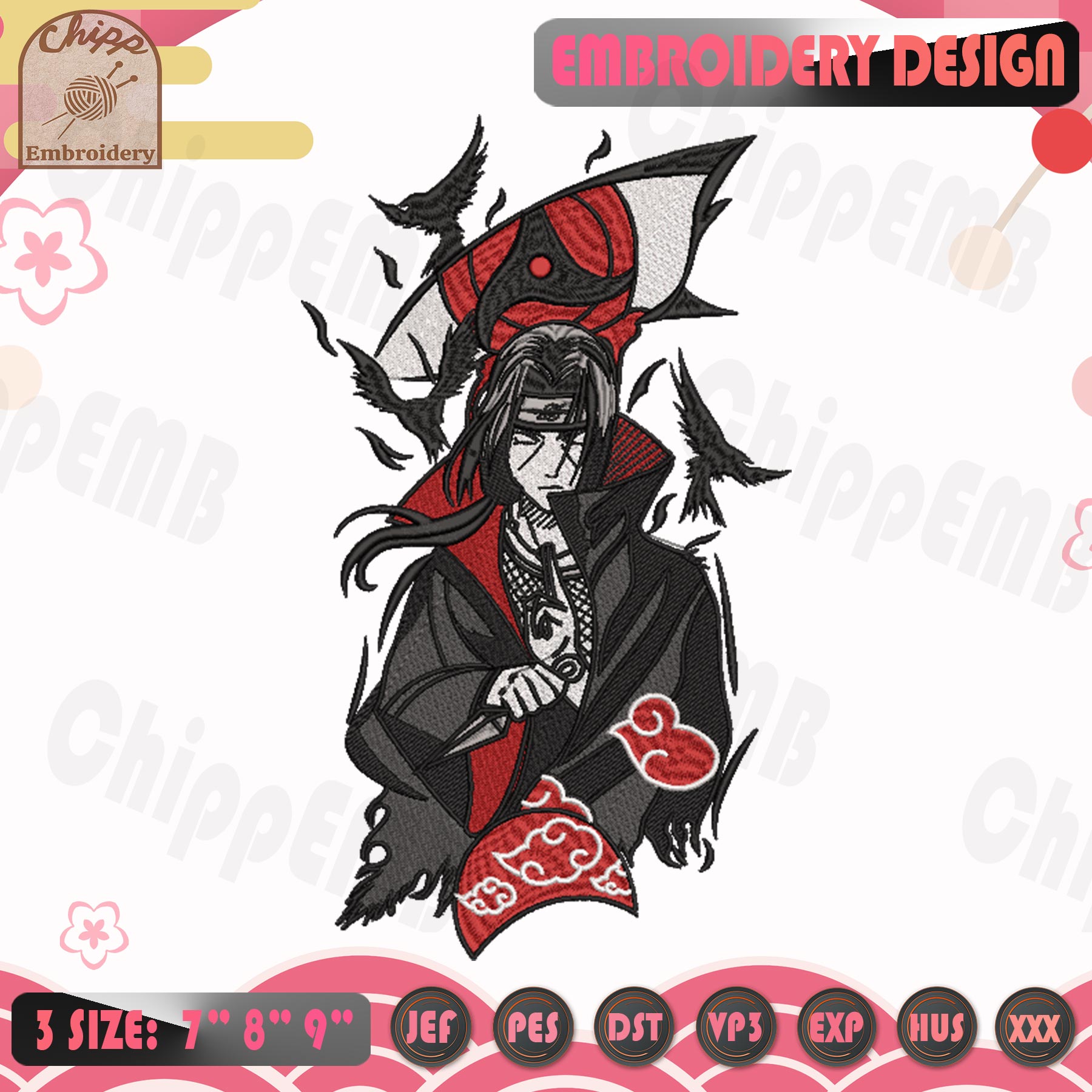 Uchiha Itachi Embroidery Design, Naruto Embroidery Design, A | Inspire ...