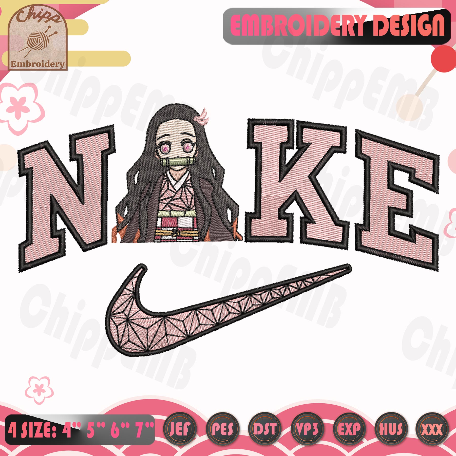 Nike x Nezuko Embroidery Design, Demon Slayer Embroidery Des | Inspire ...