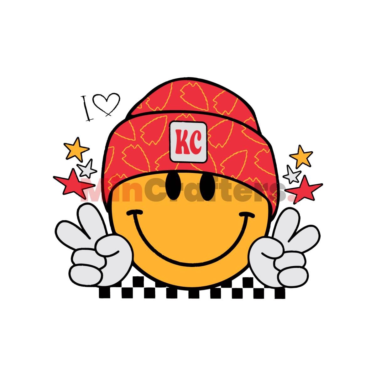 I Love KC Football Smiley Face SVG - Inspire Uplift