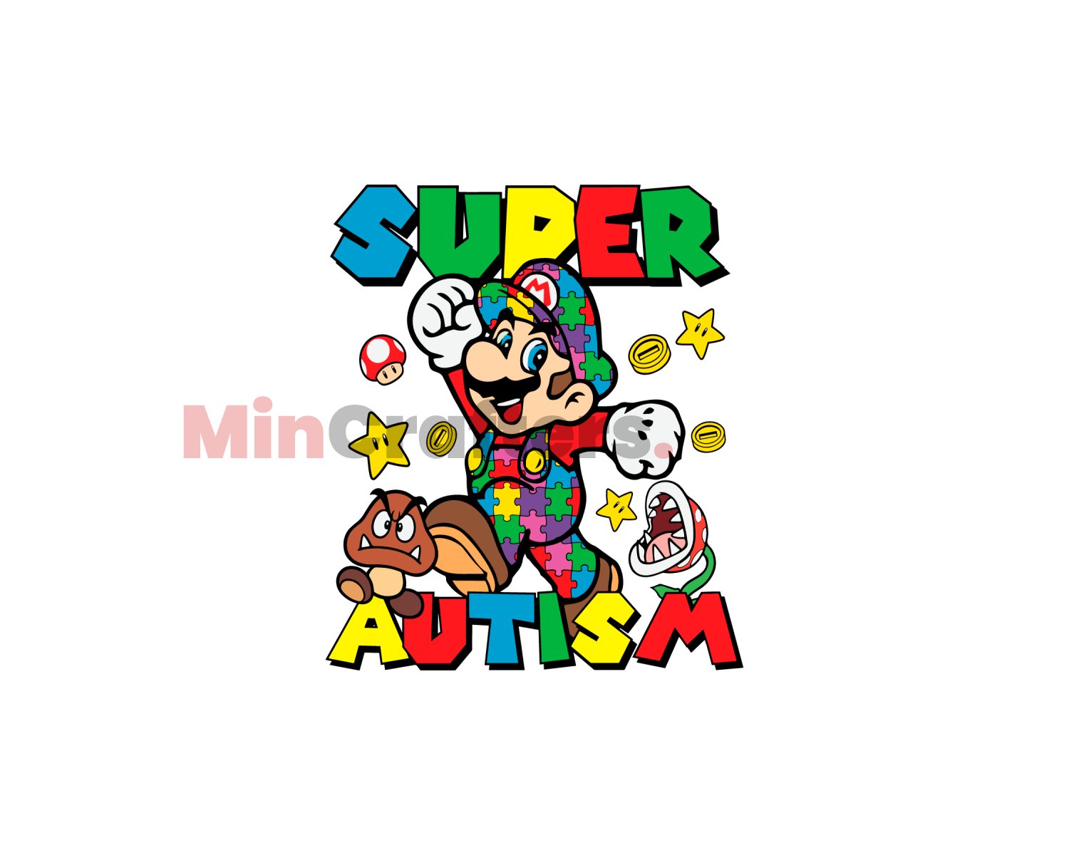 Super Autism Mario Puzzle Pieces SVG | Inspire Uplift