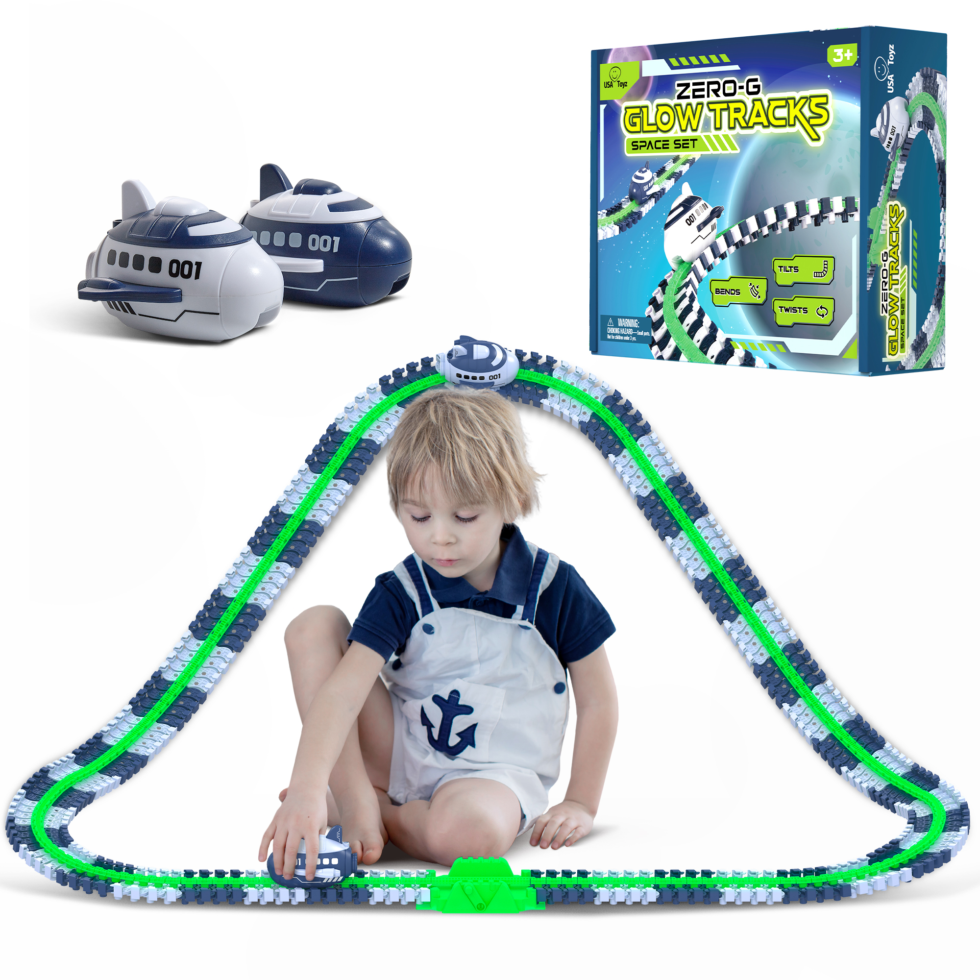 USA Toyz Zero G Space Glow Race Track for Kids- 258pc | Inspire Uplift