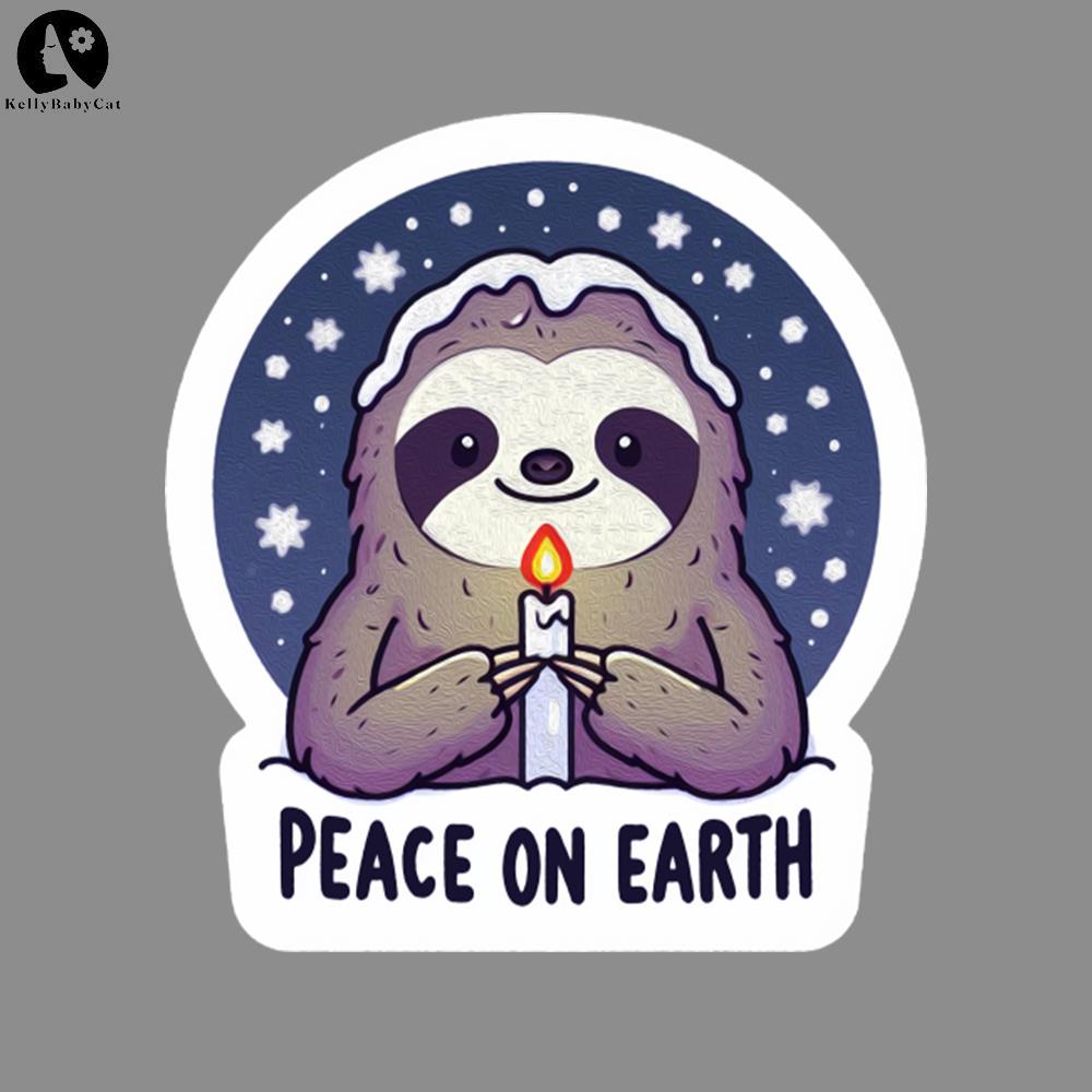 Peace On Earth Sloth PNG Christmas | Inspire Uplift