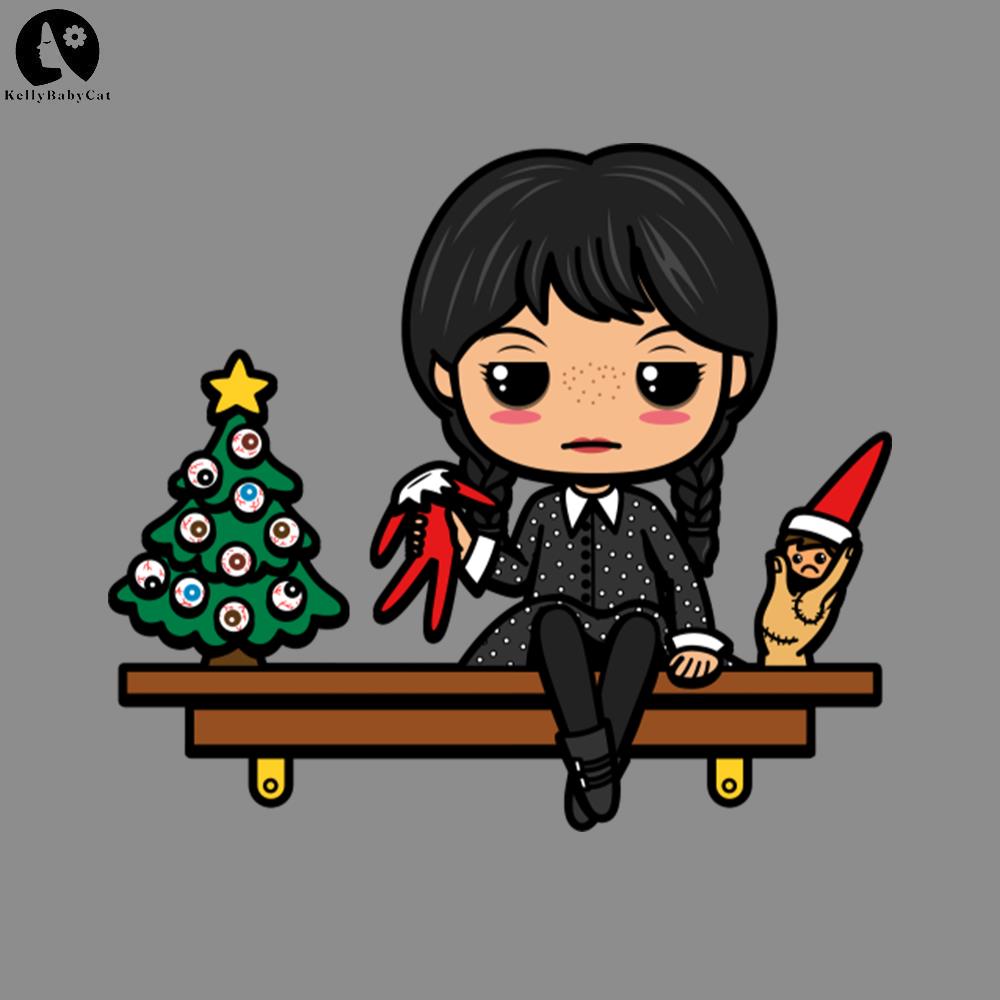 Funny Kawaii Cute Gothic Wednesday Sitting On Shelf Spooky C | Inspire ...