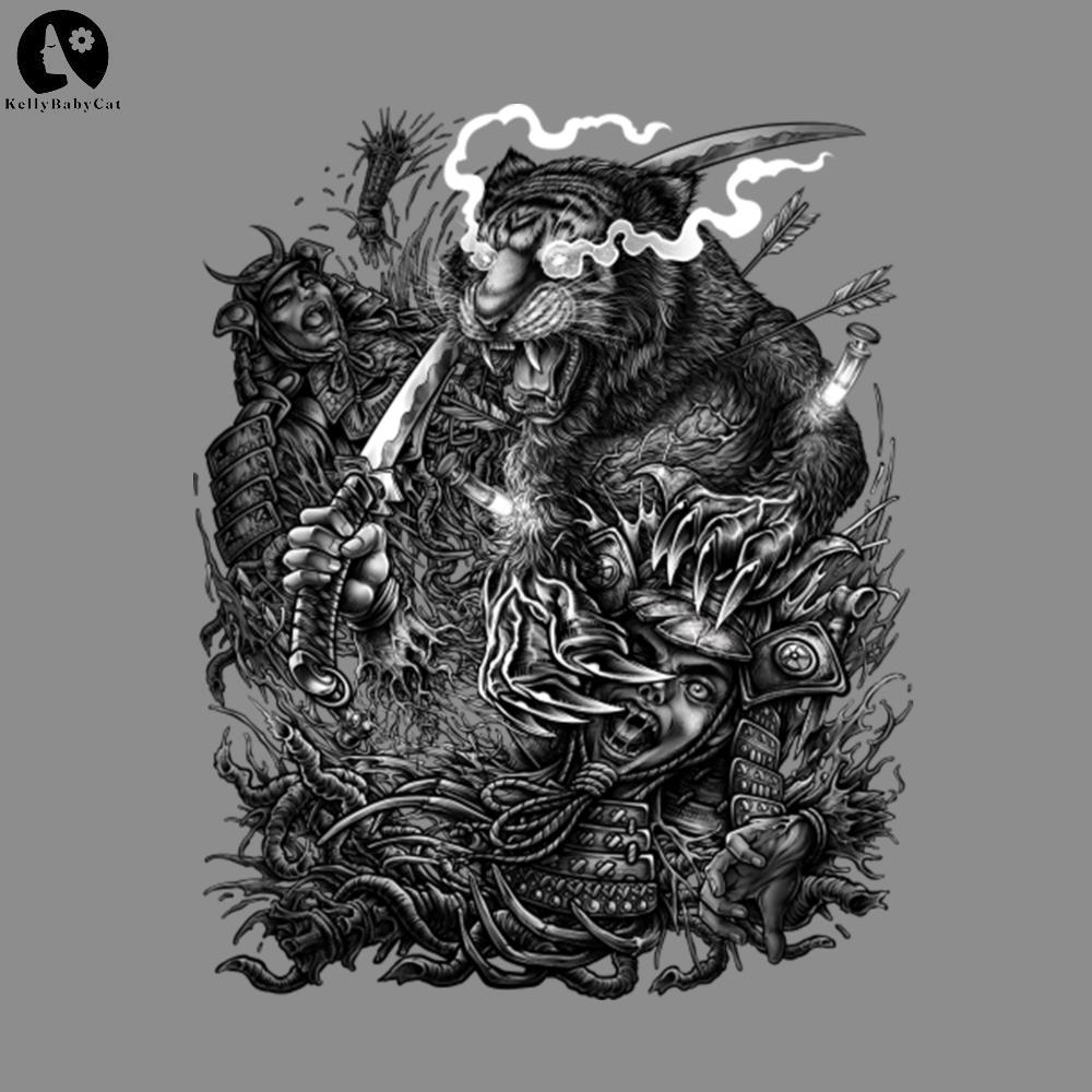 Mutant Tiger and samurai warrior black and white Warrior PNG | Inspire ...