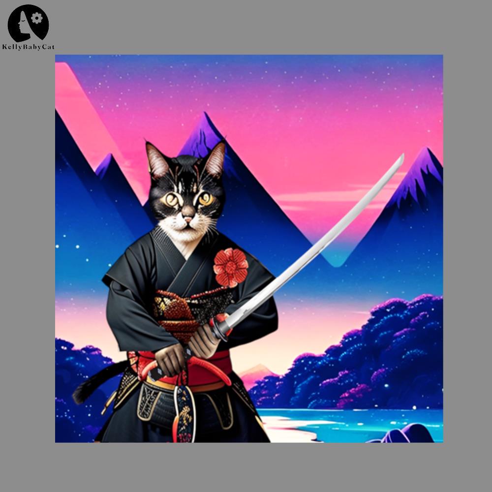Cattana Cat with Katana Warrior PNG download | Inspire Uplift