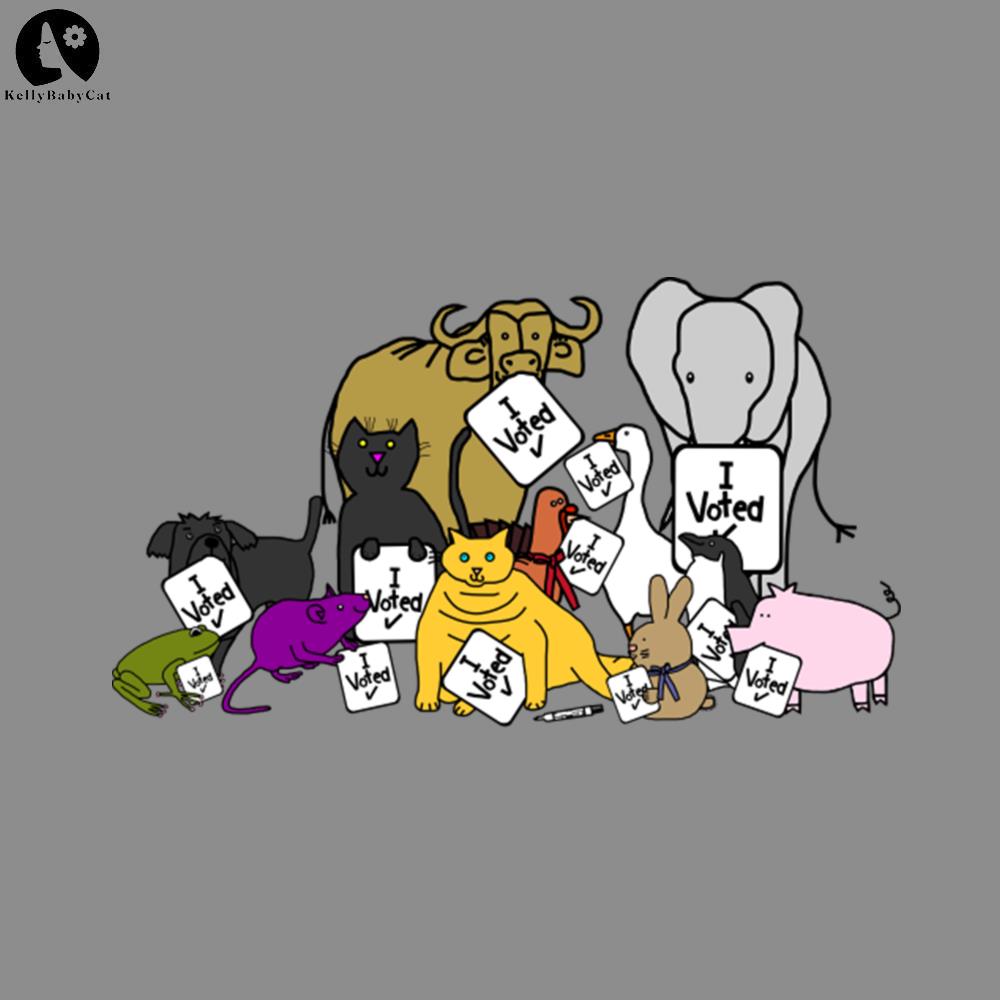 Vote Group of Cute Animals with Voted Signs Funny PNG, Cute | Inspire ...