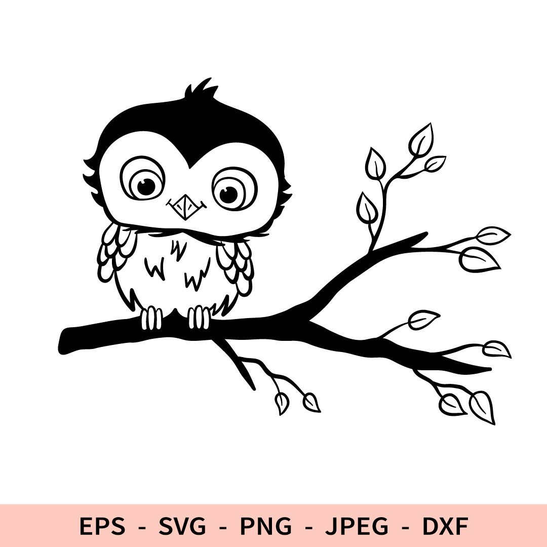 Cute Owl Svg Owl Bird Dxf File for Cricut Baby Owl on tree b - Inspire ...