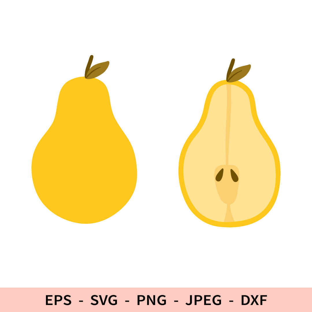 Pear Svg Fruit File for Cricut Slice Pear Leaf Dxf Set Bundl | Inspire ...