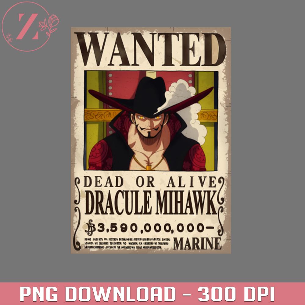NEW BOUNTY WANTED DRACULE MIHAWK Anime PNG One Piece PNG dow - Inspire ...