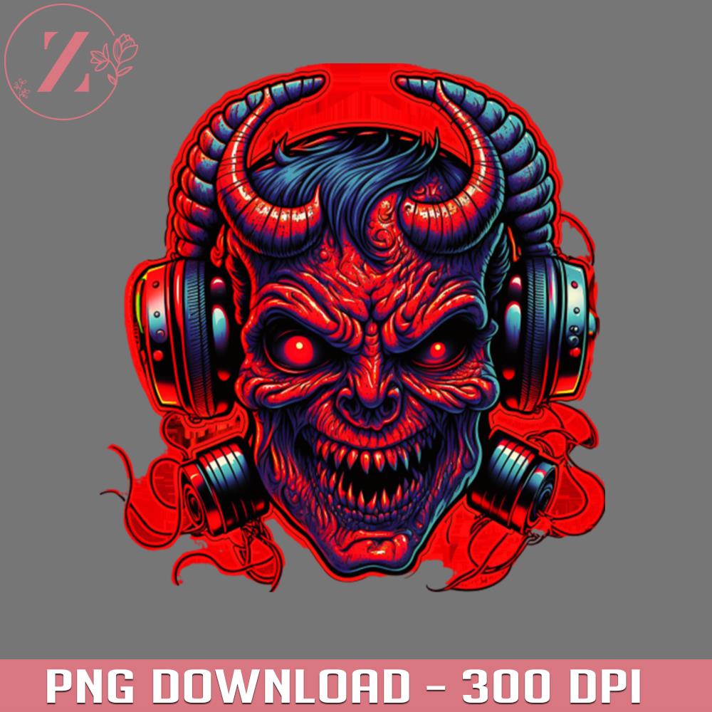 Fiery Beats Red Demon with Headph Anime Damon Slayer PNG do | Inspire ...