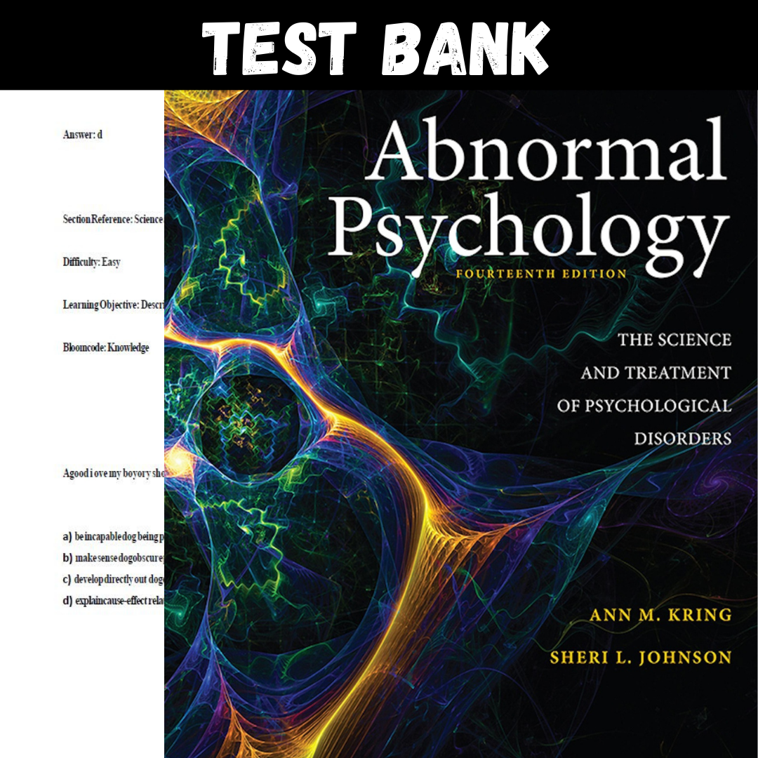 Latest 2024 Abnormal Psychology 14th Edition Kring Test bank | Inspire ...