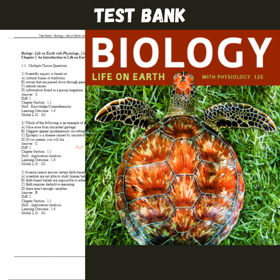 Test Bank Biology Life on Earth with Physiology, 12th Editio | Inspire ...