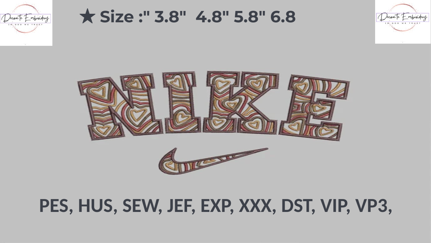 Nike Love Pattern Embroidery, Nike Motcha, Nike Hearts, Mach - Inspire ...