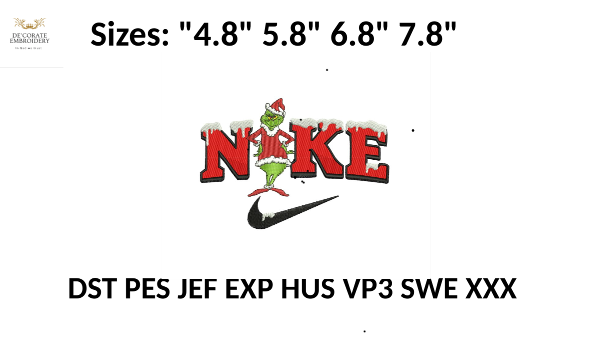 Swoosh Snow Nike Grinch Embroidery | Inspire Uplift