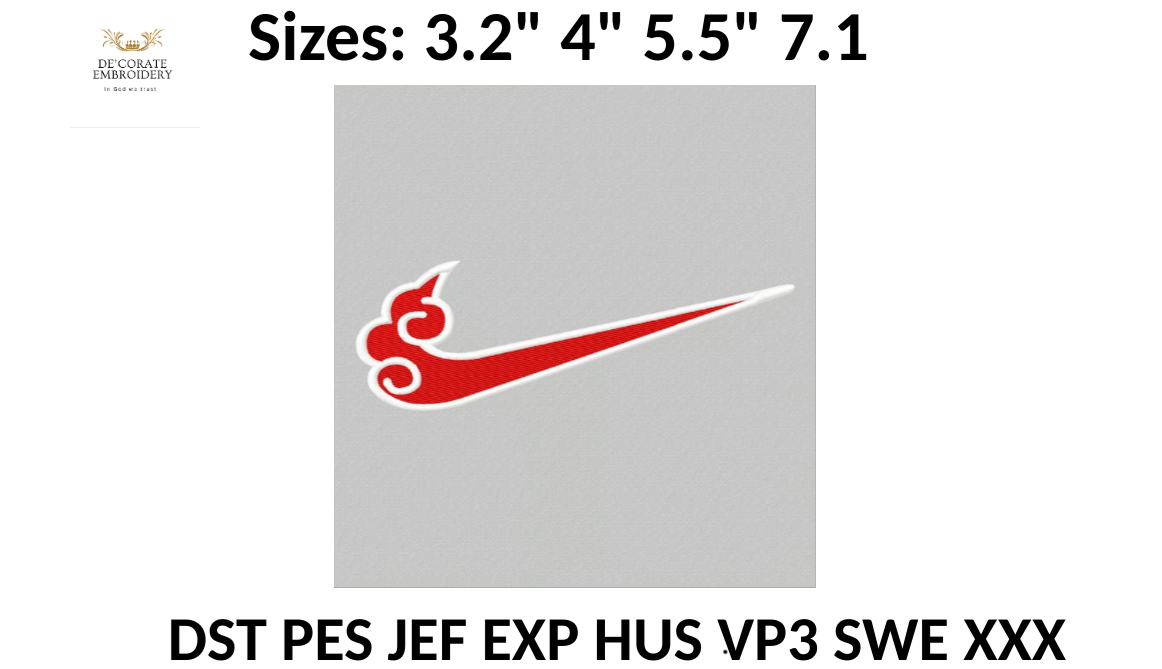 Akatsuki Nike Embroidery Design, Naruto anime swoosh, 4 size | Inspire ...