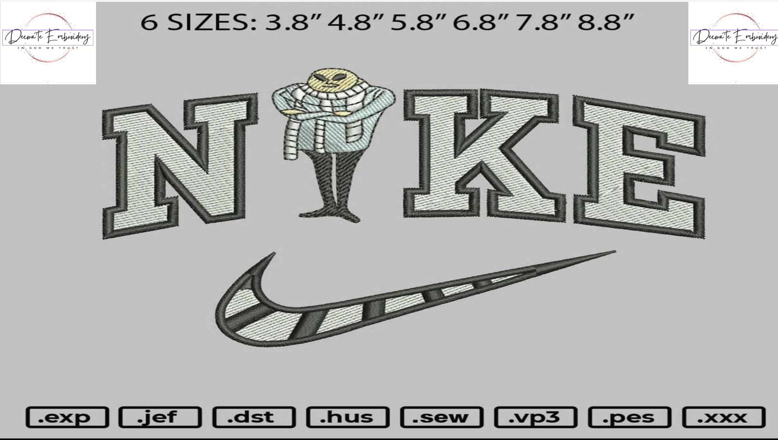 Nike Gru Embroidery File 6 size/ Minions: The Rise of Gru | Inspire Uplift