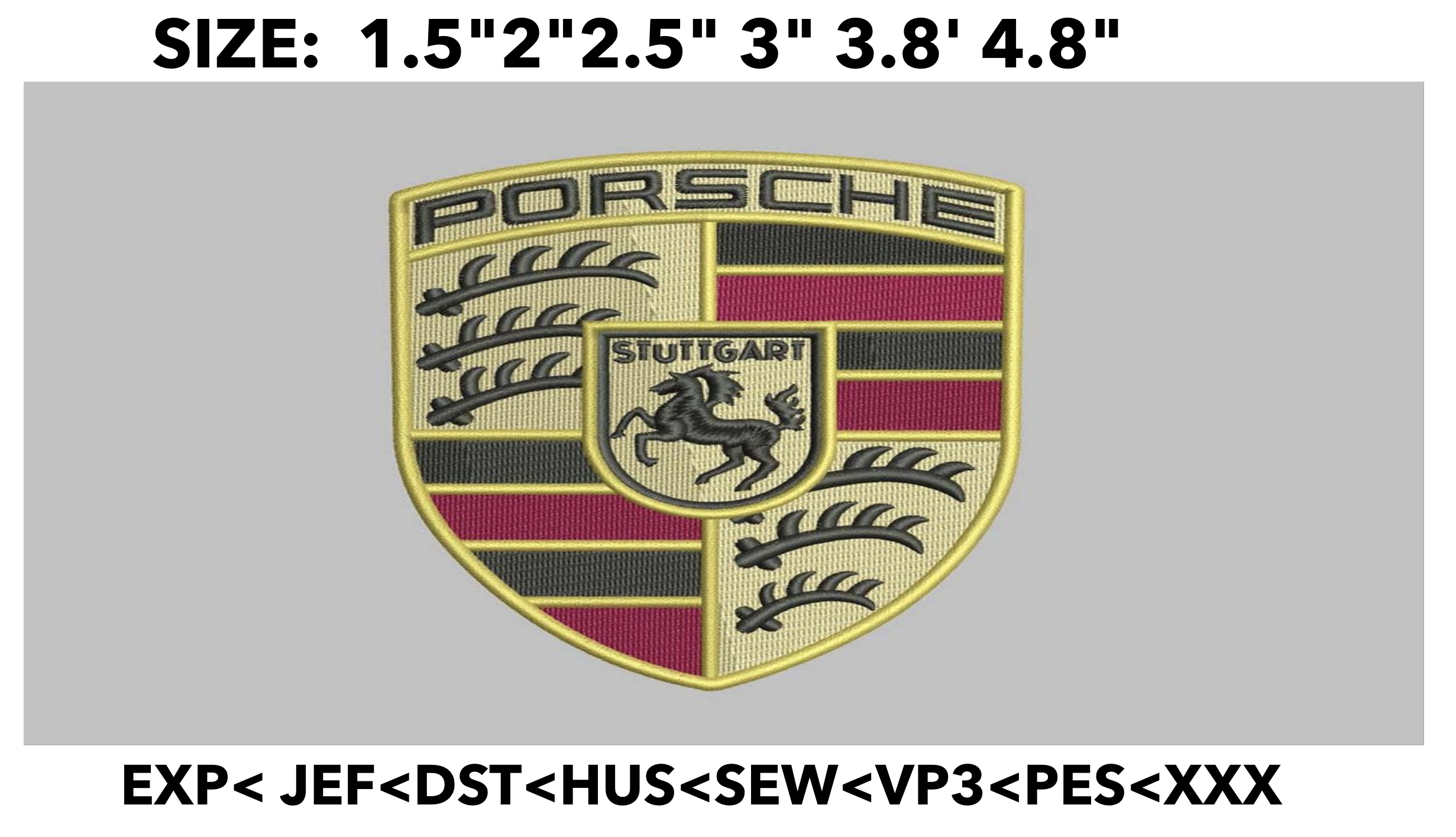 Porsche Small Embroidery File 6 sizes | Inspire Uplift