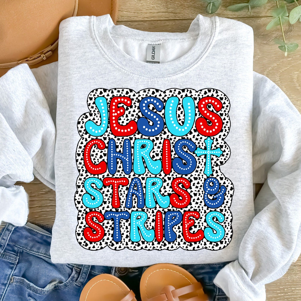 Jesus Christ Stars and Stripes Dalmatian dots Png, America D | Inspire ...