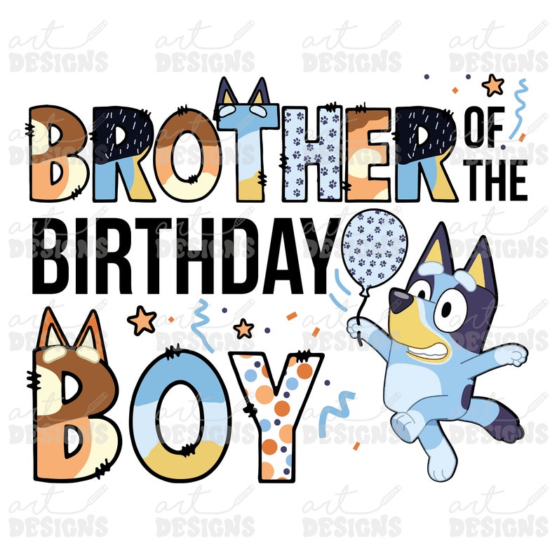 Bluey Brother of the Birthday Boy Clipart Elements, Letters - Inspire ...
