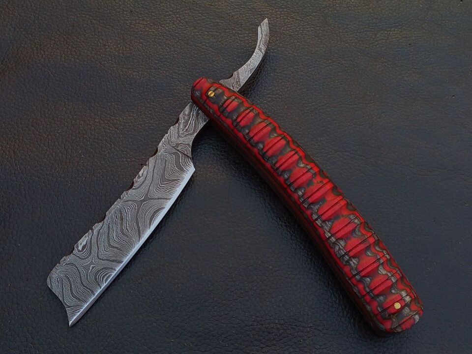 DAMASCUS STEEL CUSTOM MADE RAZOR KNIFE DENSIFIED WOOD HANDLE | Inspire ...