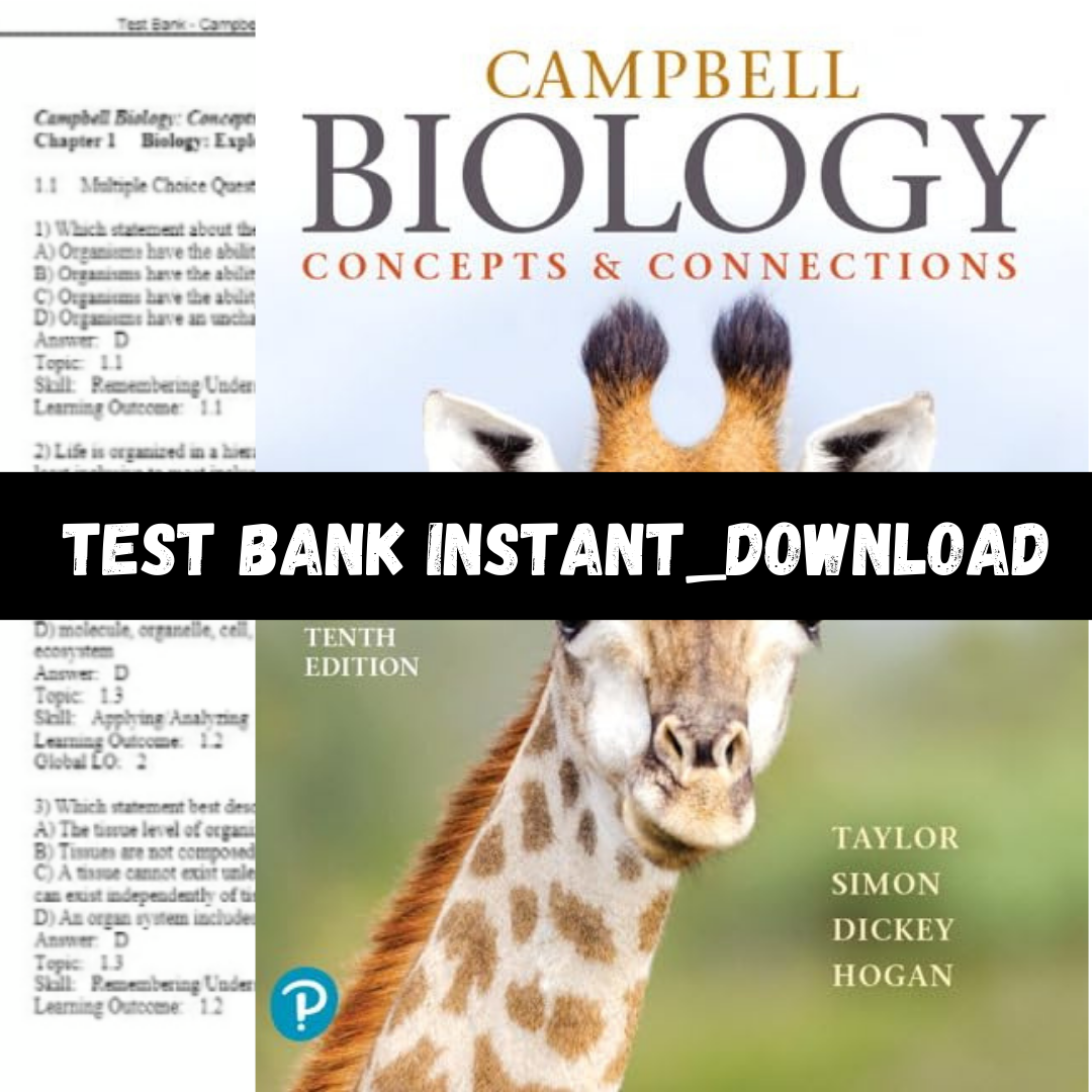 Test Bank For Campbell Biology Concepts And Connections 10th Inspire Uplift