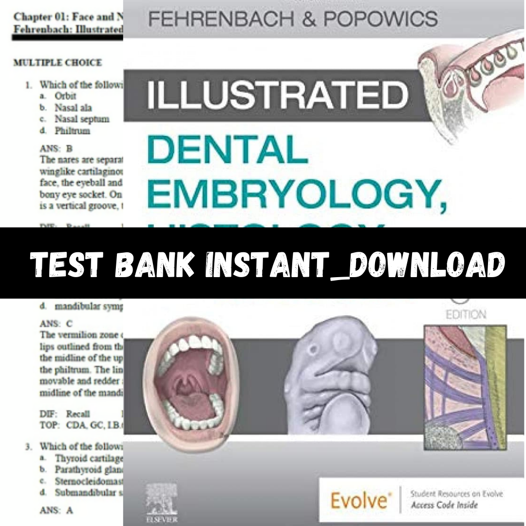 Test Bank for Illustrated Dental Embryology Histology and An | Inspire ...