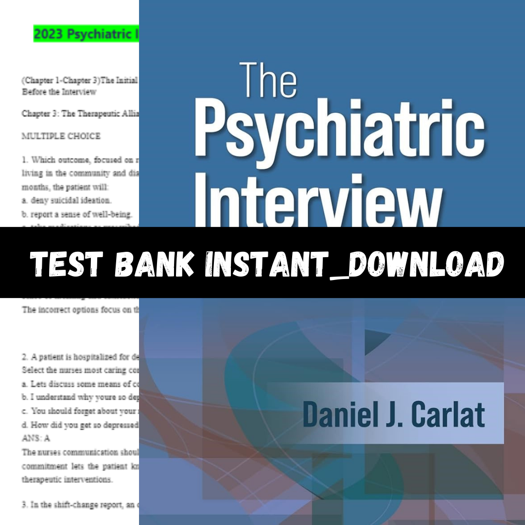 Test Bank for The Psychiatric Interview 5th Edition Carlat P | Inspire ...
