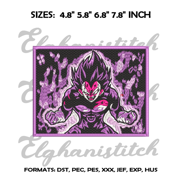 Vegeta Ultra Ego Form Embroidery Design File.Dragon Ball Ani | Inspire ...