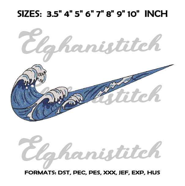 WATER WAVE Nike Embroidery design file pes.embroidery design | Inspire ...