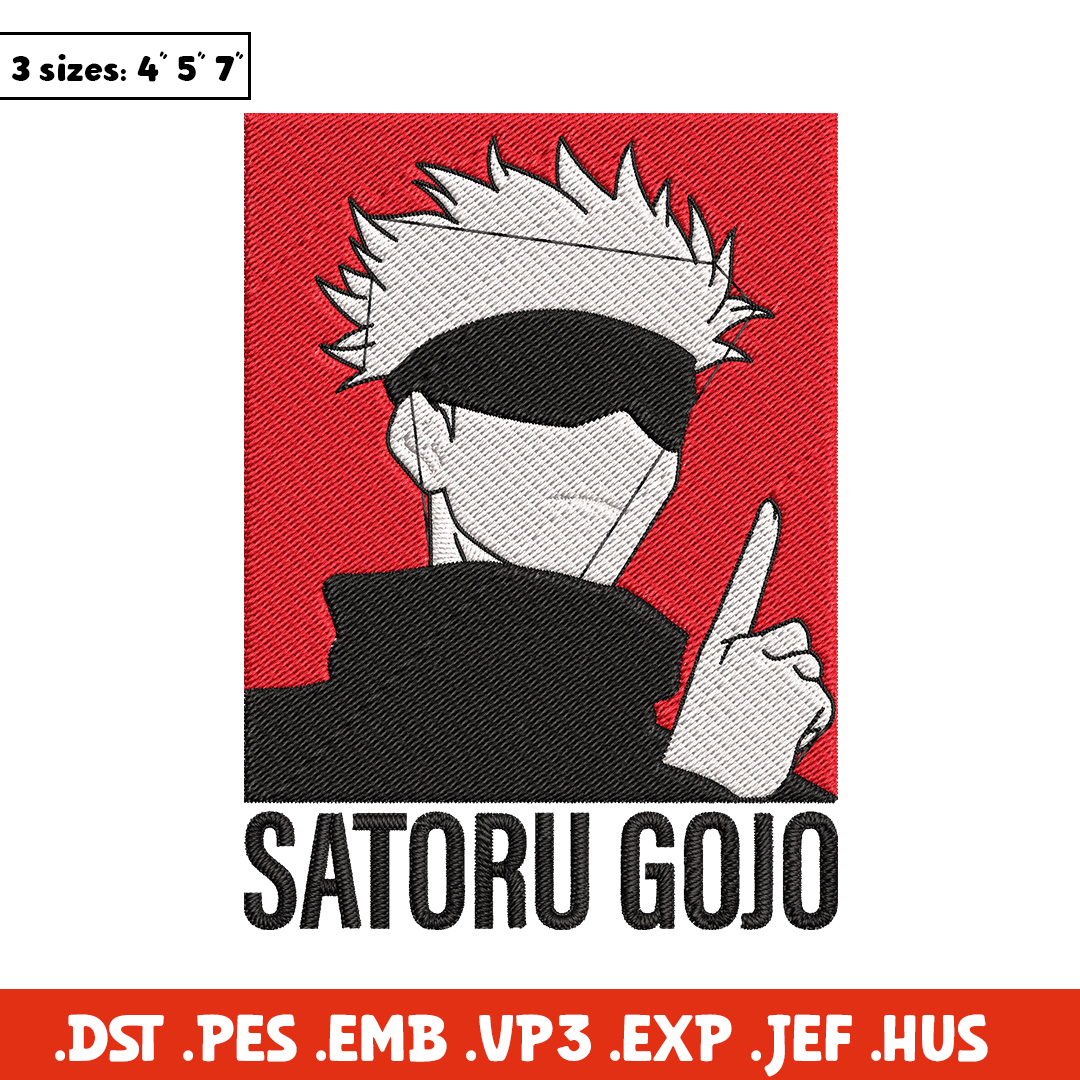 Gojo poster Embroidery Design, Jujutsu Embroidery, Embroider - Inspire ...