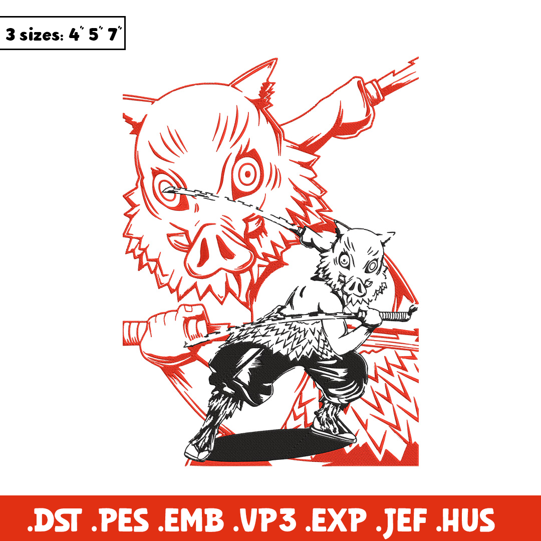 Hashibira Inosuke Embroidery Design, Demon slayer Embroidery - Inspire ...