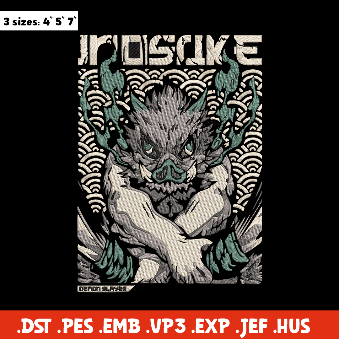 Inosuke poster Embroidery Design, Demon slayer Embroidery, E - Inspire ...