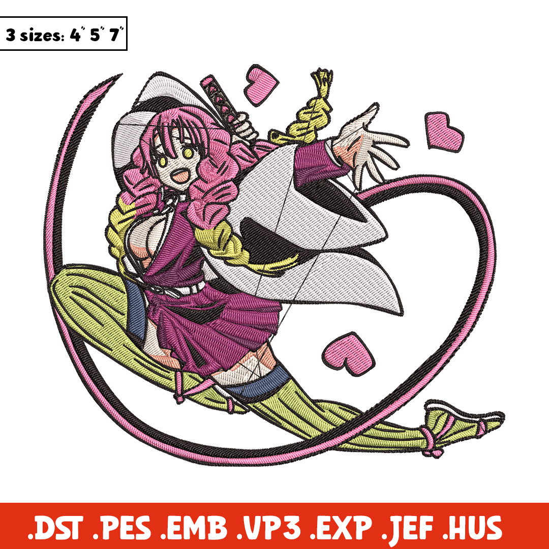 Mitsuri love Embroidery Design, Demon slayer Embroidery, Emb | Inspire ...