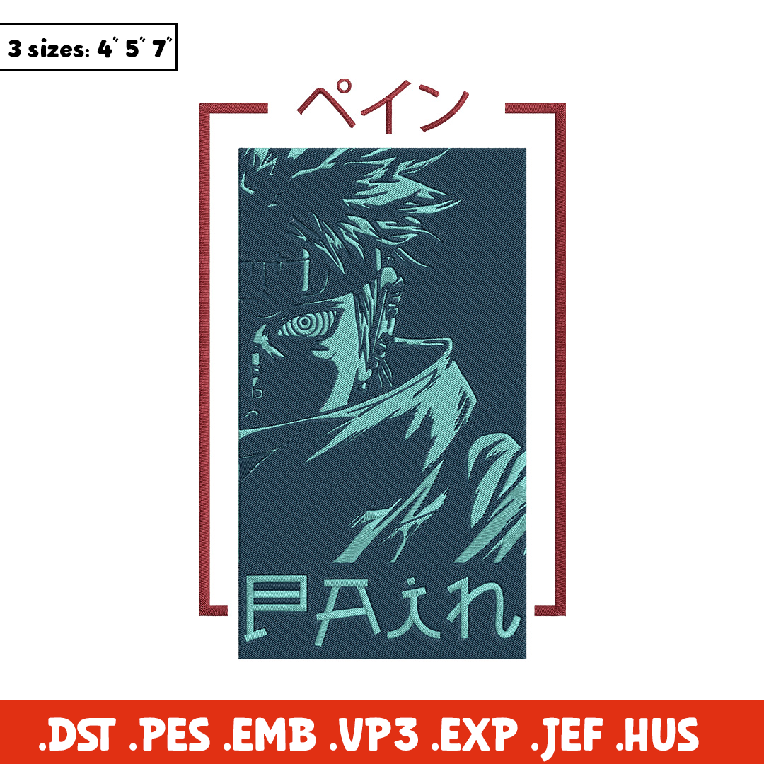 Pain poster Embroidery Design, Naruto Embroidery, Embroidery - Inspire ...