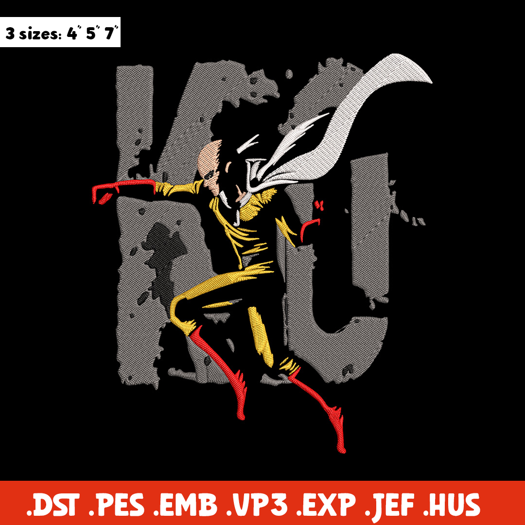 Saitama KO Embroidery Design, One punch man Embroidery,Embro | Inspire ...