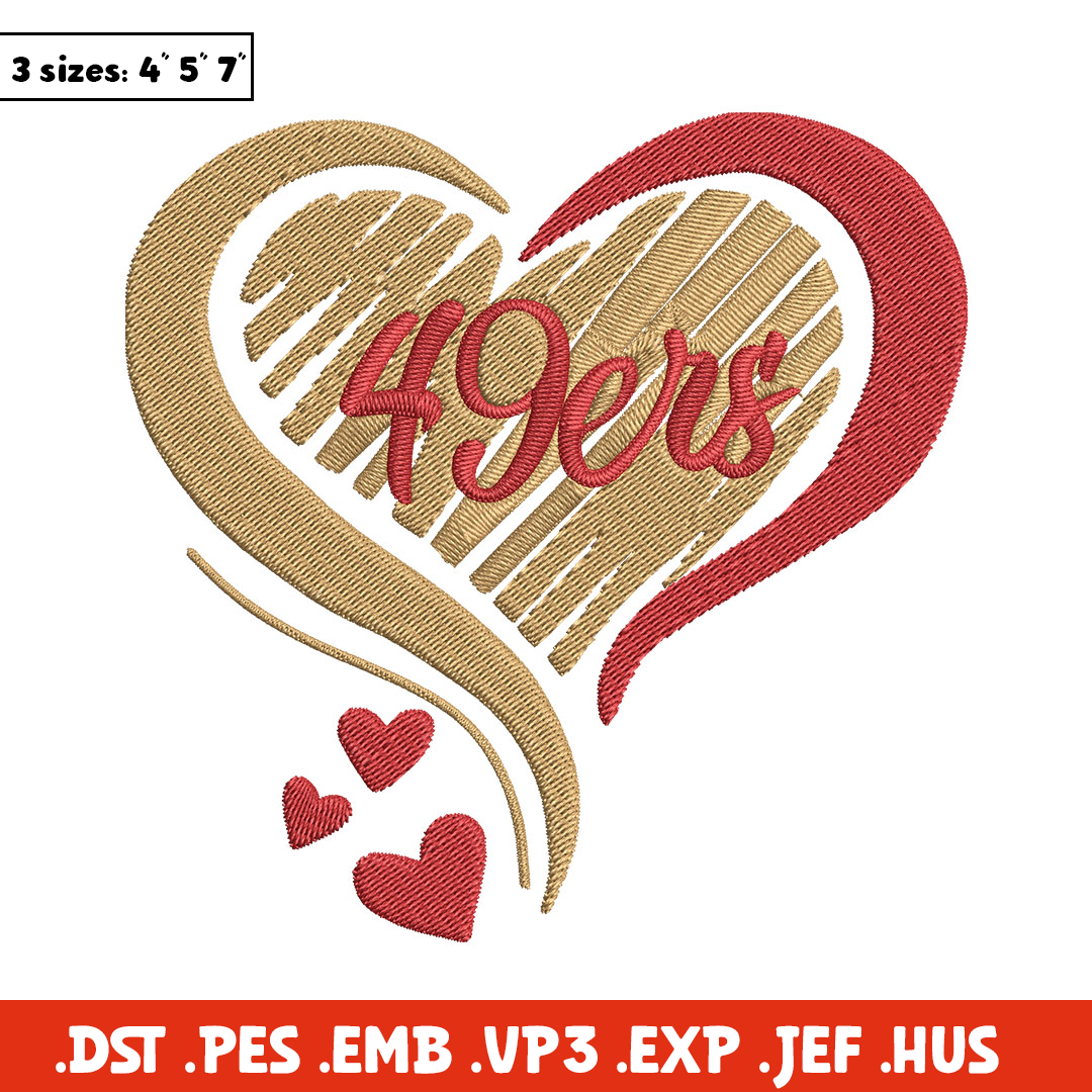 San Francisco 49ers heart embroidery design, 49ers embroider | Inspire ...