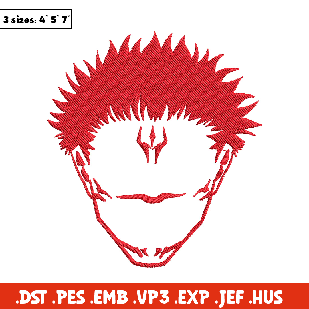 Sukuna face Embroidery Design, Jujutsu Embroidery, Embroider | Inspire ...