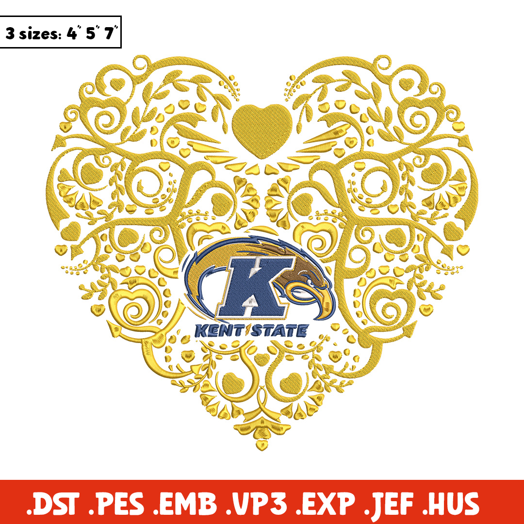 Kent State heart embroidery design, Sport embroidery, logo s | Inspire ...