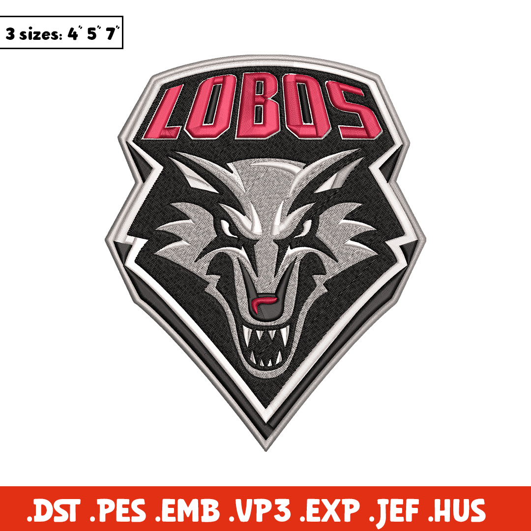 New Mexico Lobos logo embroidery design, NCAA embroidery, Em | Inspire Uplift