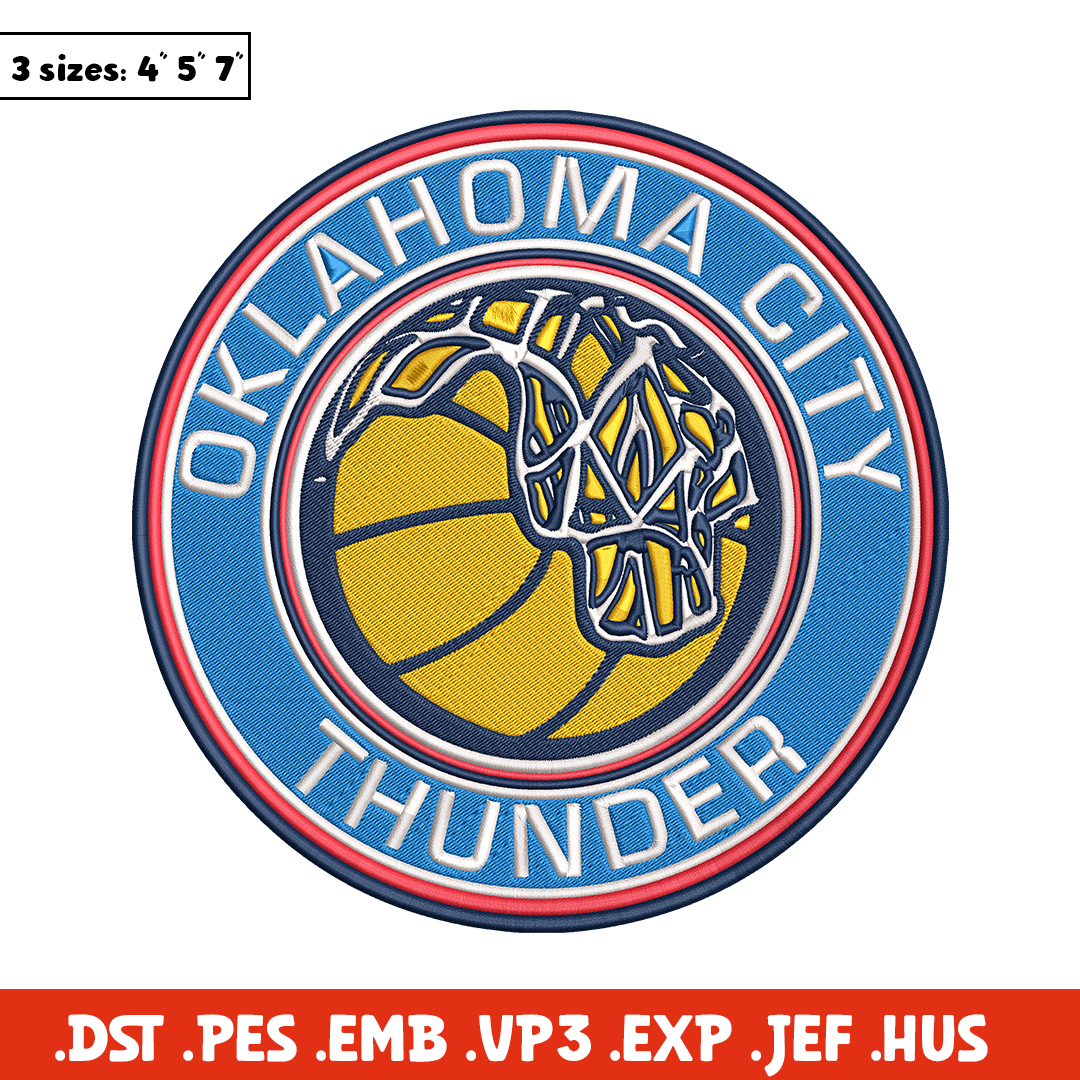 Oklahoma City Thunder logo embroidery design,NBA embroidery, - Inspire ...