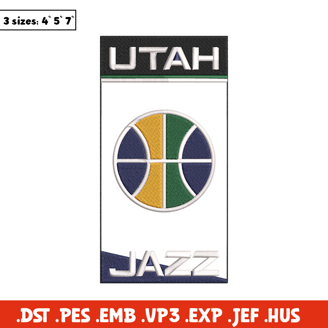 Utah Jazz logo embroidery design,NBA embroidery, Sport embro | Inspire ...