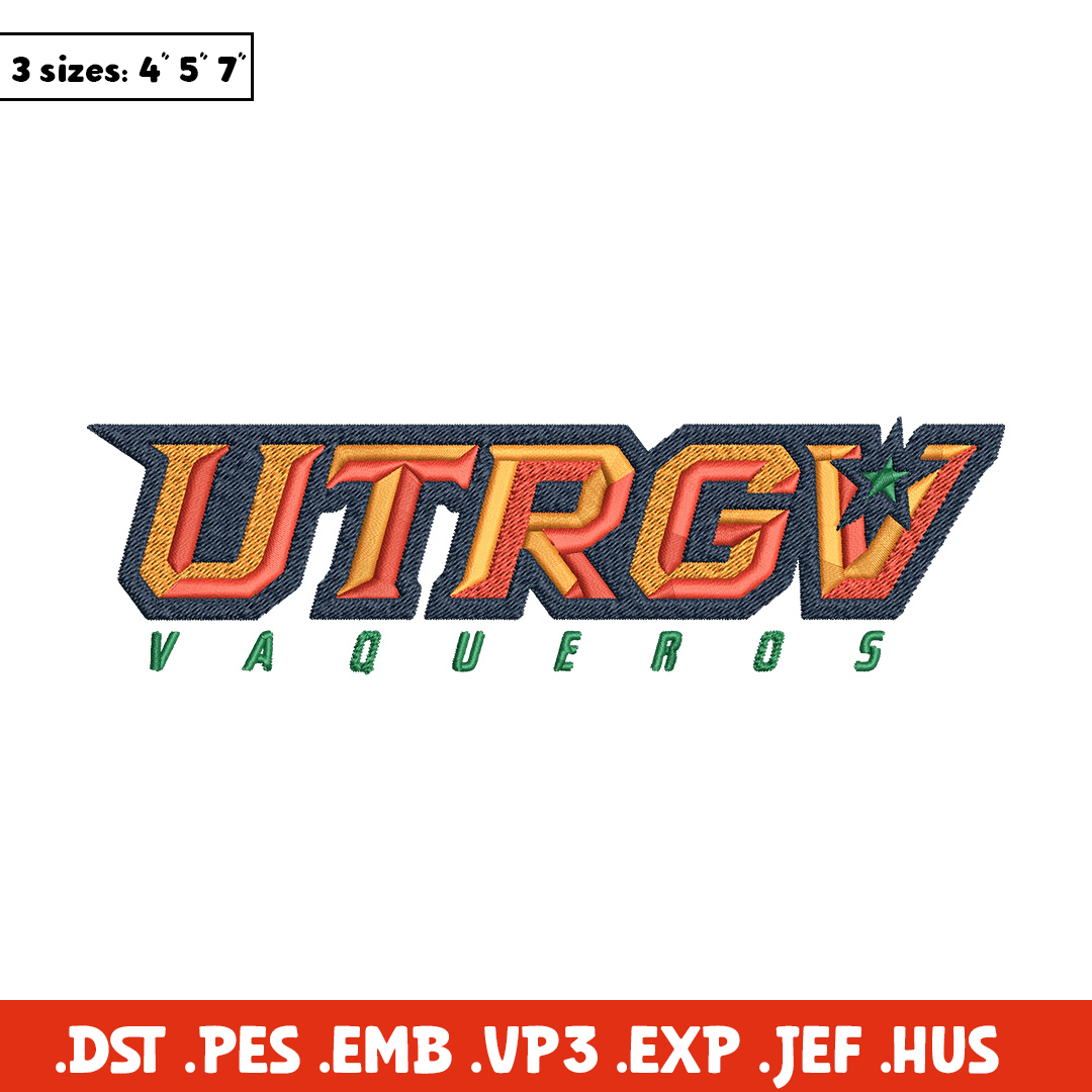 UTRGV logo embroidery design, NCAA embroidery, Sport embroid | Inspire ...