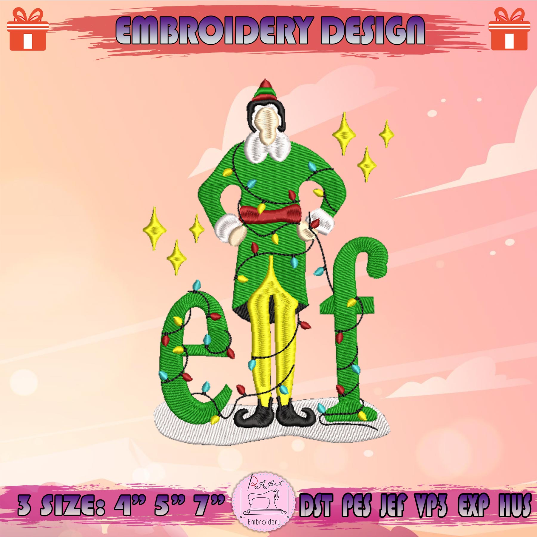 Christmas Elf Embroidery Design, Elf The Movie Embroidery, C | Inspire ...