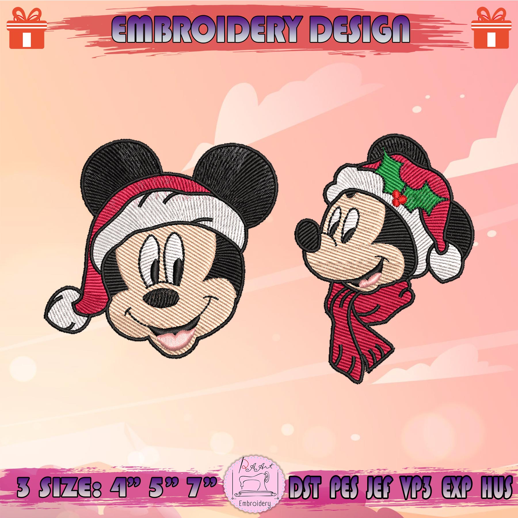 Mickey Mouse Christmas Embroidery Design, Santa Mickey Embro | Inspire ...