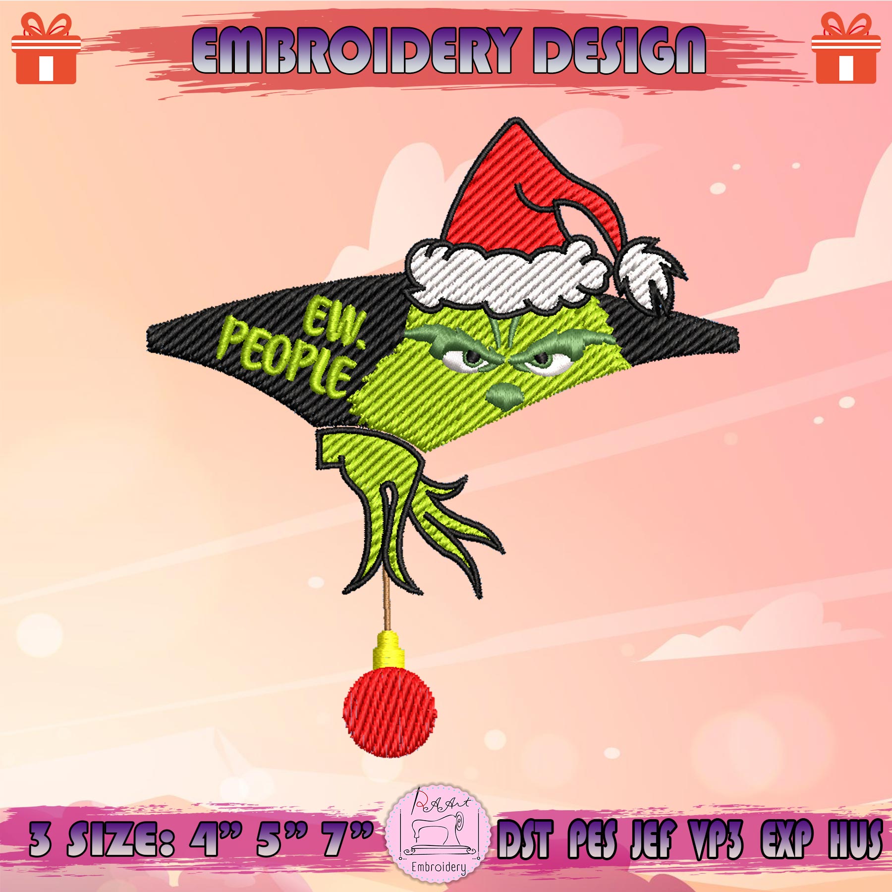 Grinch Ew People Embroidery Design, Christmas Grinch Embroid | Inspire ...