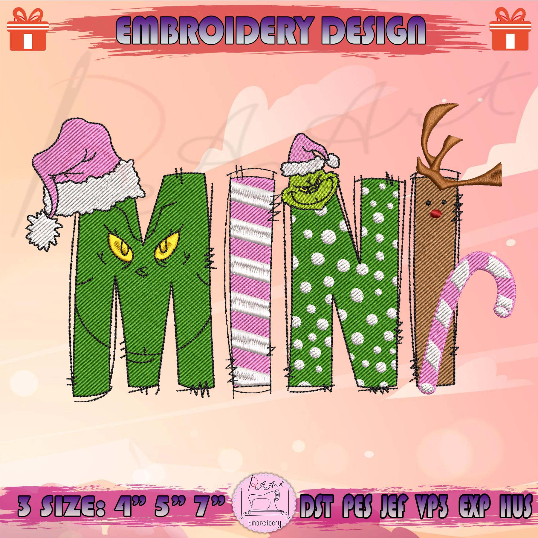 Pink Christmas Mini Embroidery Design, Christmas Mama Embroi - Inspire ...