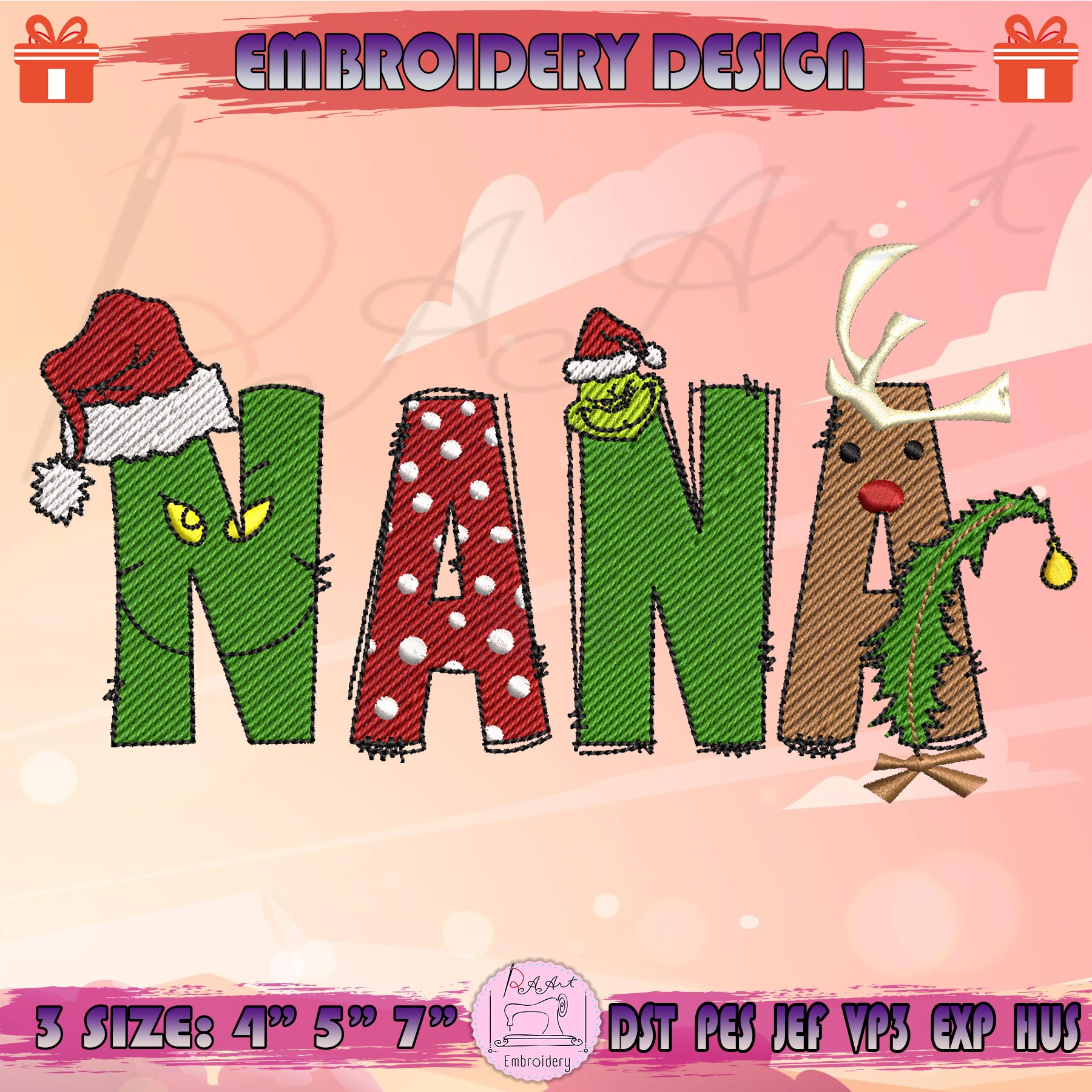 Christmas Nana Embroidery Design, Christmas Family Embroider | Inspire ...