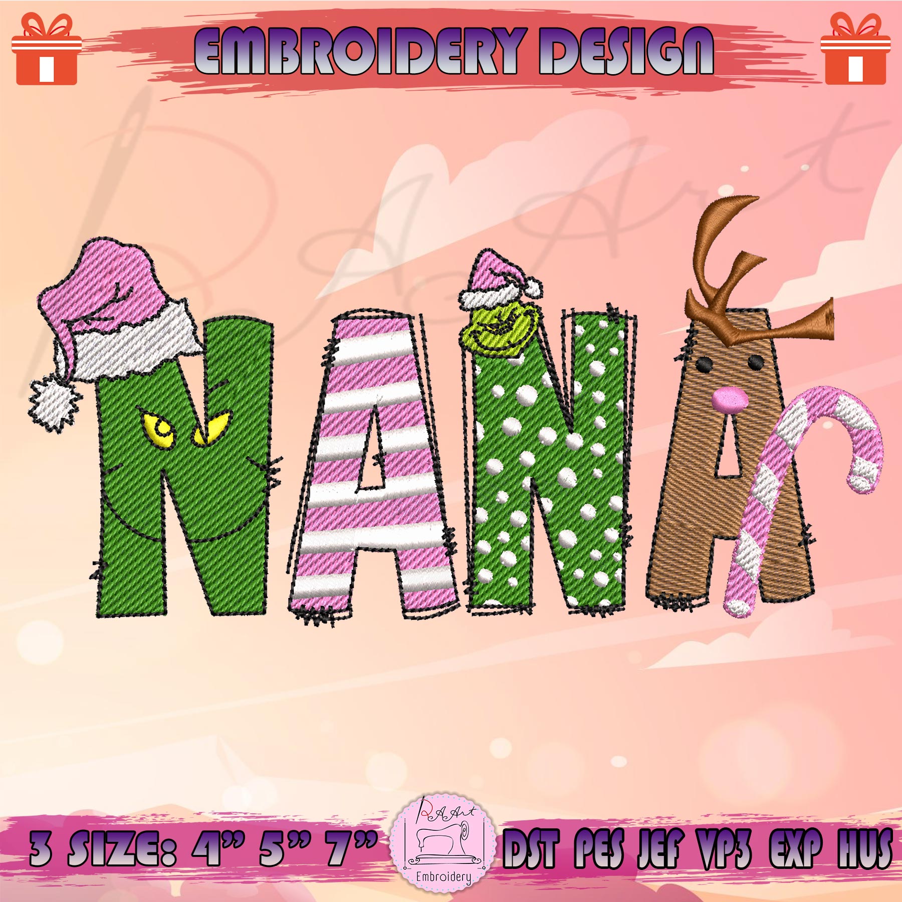 Christmas Nana Embroidery Design, Christmas Family Embroider | Inspire ...