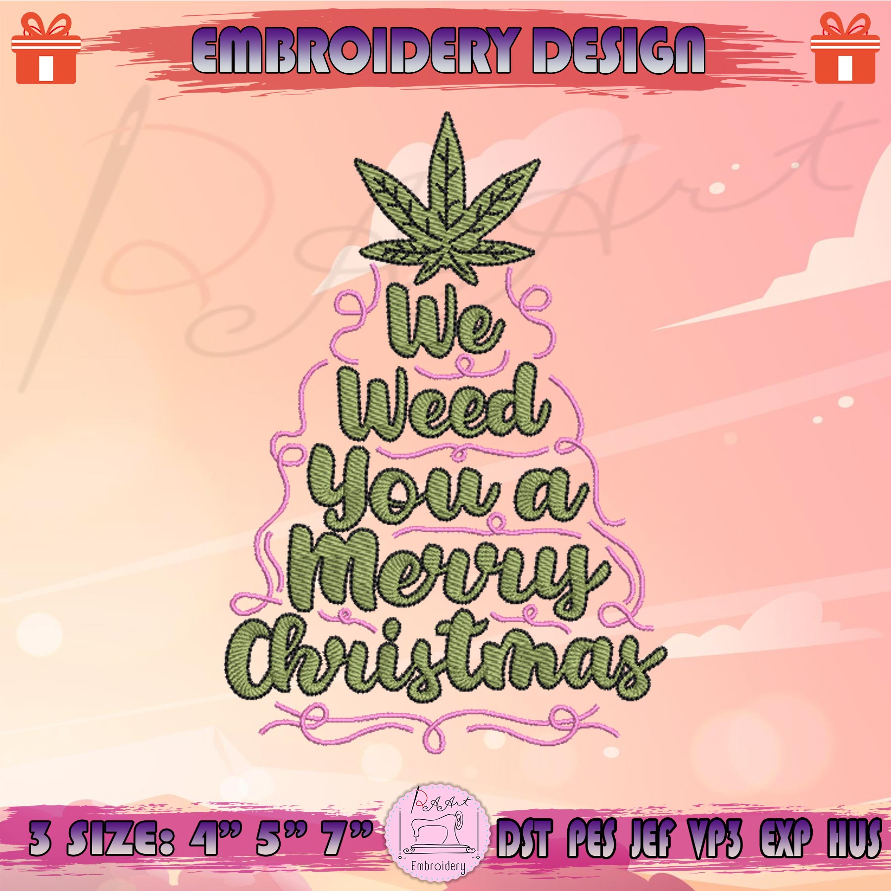 We Weed You A Merry Christmas Embroidery Design, Christmas W | Inspire ...
